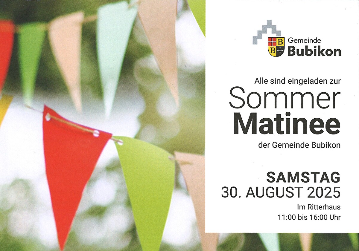 Gemeinde Bubikon - Einladung zur Sommer Matinee der Gemeinde Bubikon am ...